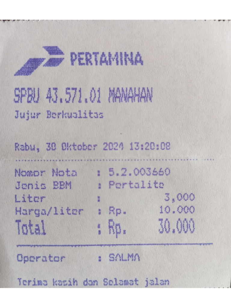 Nota Bensin Solo | PDF