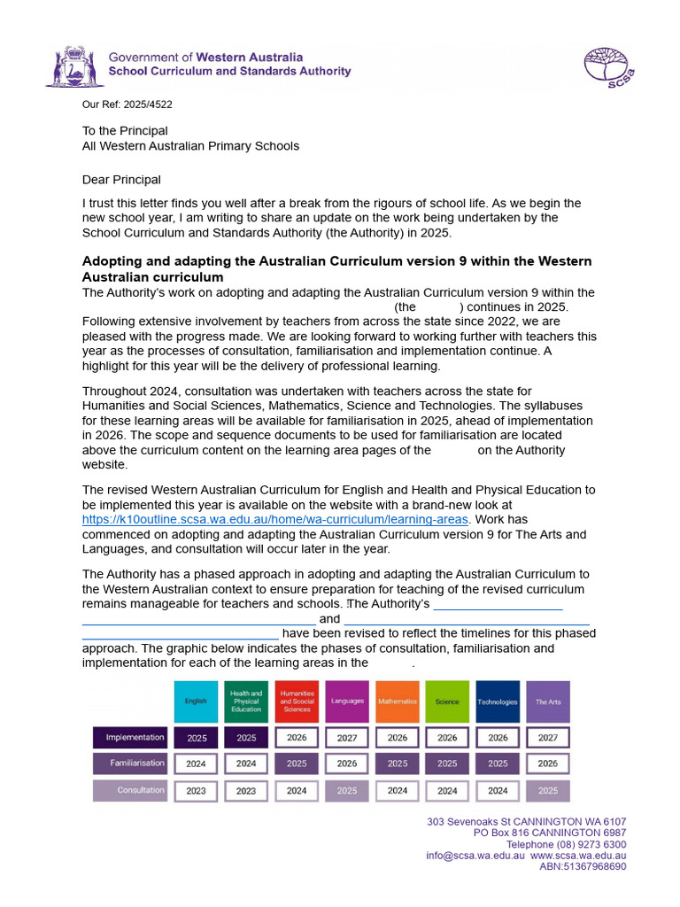 Distribution To Schools SCSA Letter Primary Schools January 2025 | PDF ...