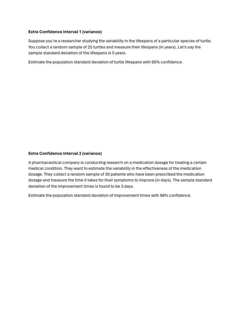 Extra Variance Questions Pdf 8136