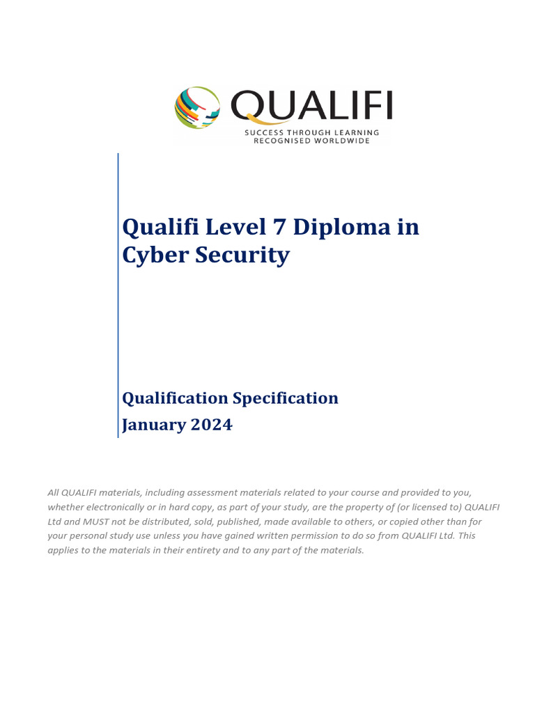 Qualifi Level 7 Diploma in Cyber Security | PDF | Computer Security ...
