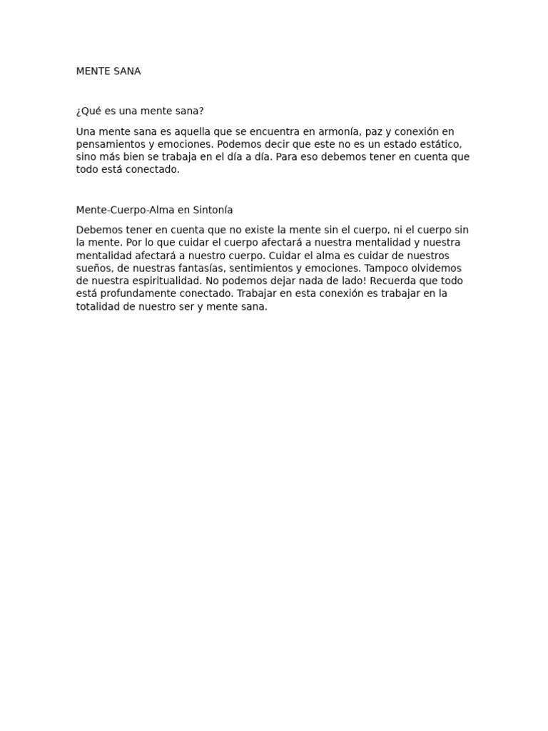 Mente Sana | PDF