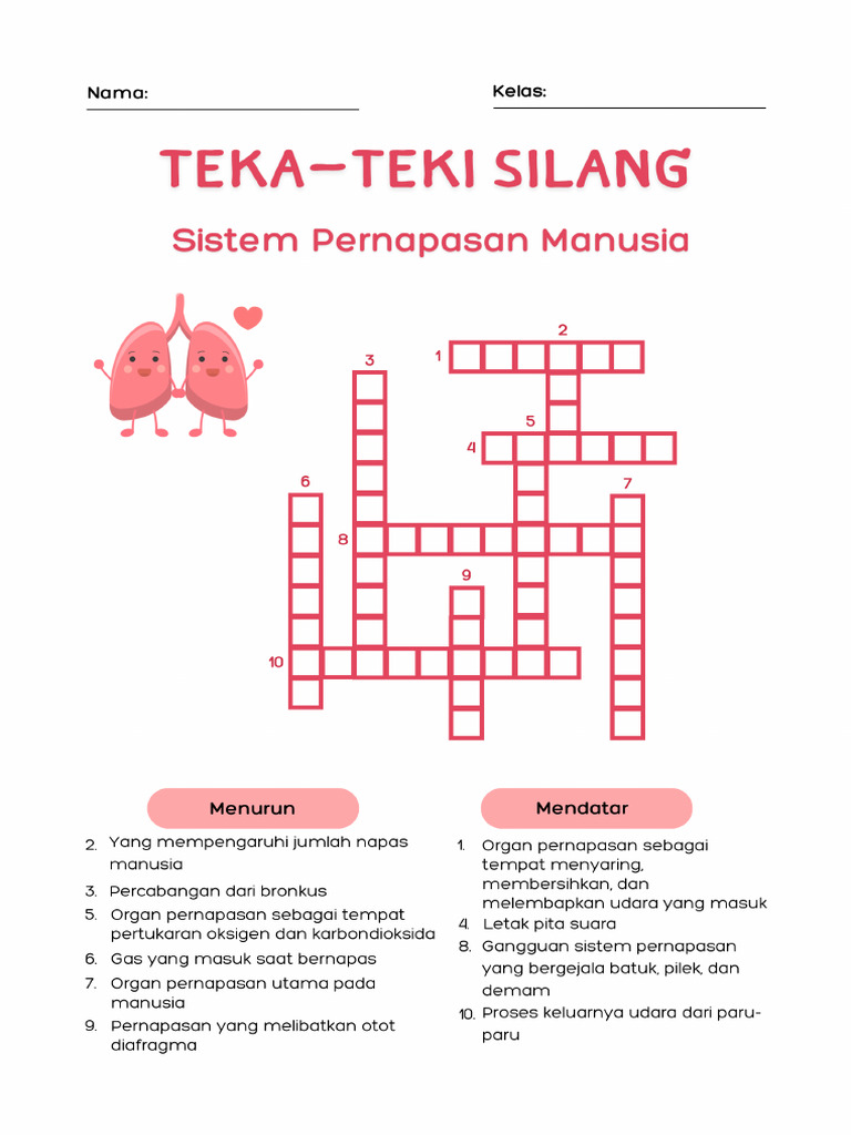 Sistem Pernapasan Teka-Teki Silang Merah Muda Illustratif | PDF