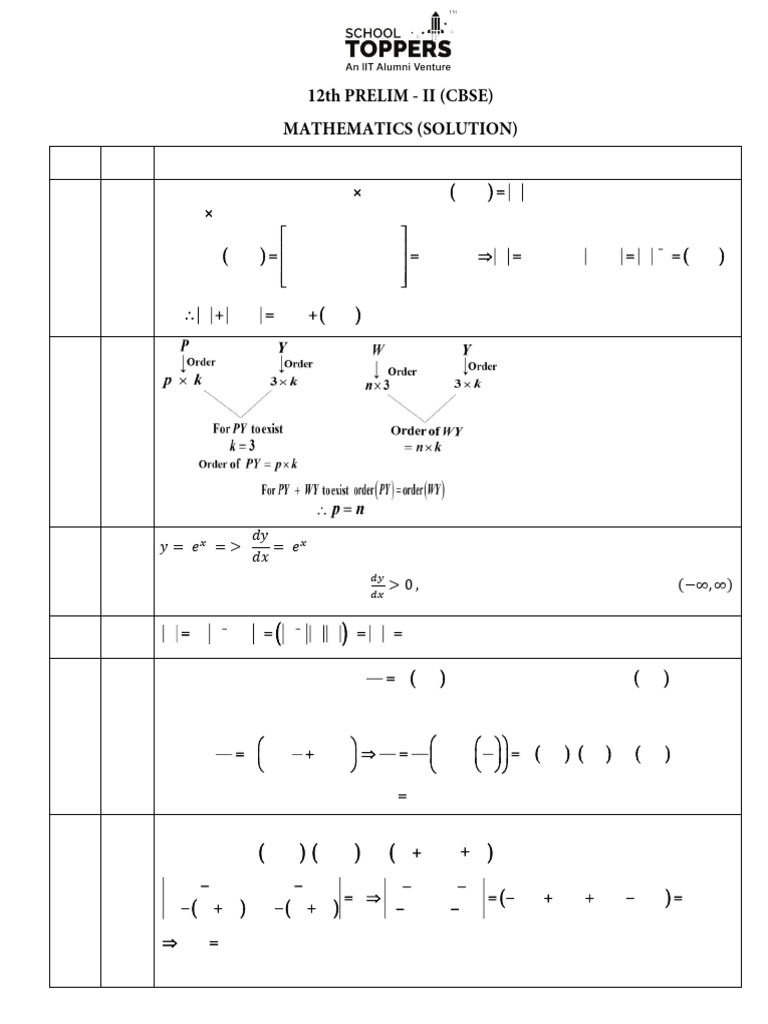 12th CBSE Prelim - II Maths Sol Dt. 15-01-25 | PDF | Function (Mathematics) | Mathematical Analysis
