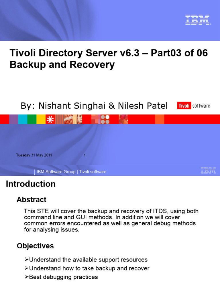2011_31_May_Tivoli_Directory_Server_Part03-updated | PDF | Backup | Ibm Db2