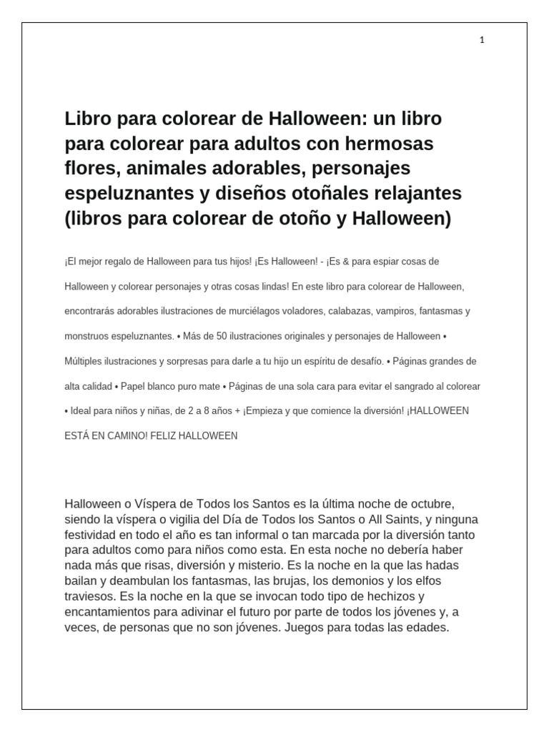 Libro para Colorear Halloween Infantil | PDF | Víspera de Todos los Santos