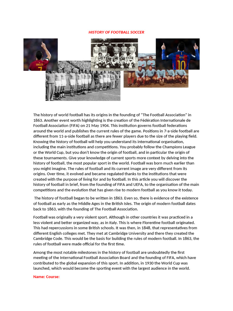 History of Football Soccer Origins | PDF | Association Football | Fifa