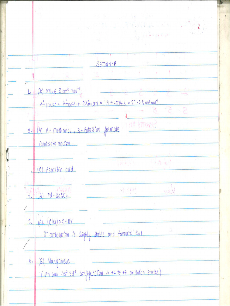 Chemistry Topper Answer Sheet 2024 | PDF