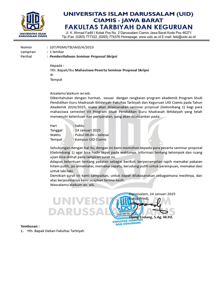 Seminar Proposal Skripsi PGMI UID Ciamis | PDF