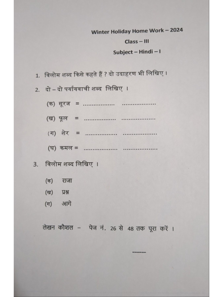 Winter Holiday Work | PDF