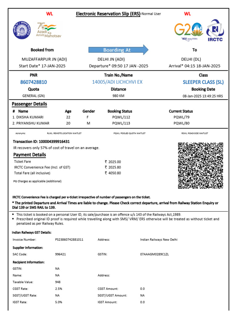 Train Ticket | PDF | Payments