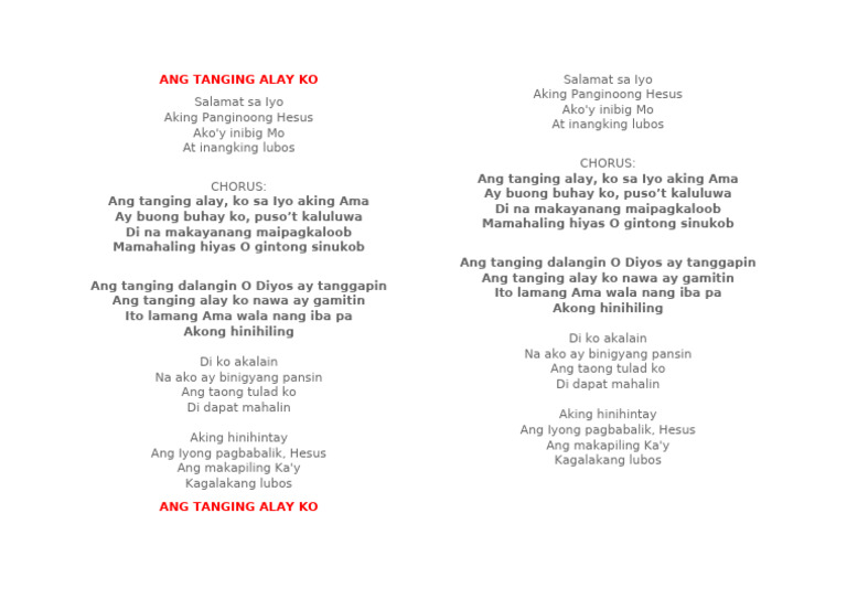 Ang Tanging Alay Ko | PDF