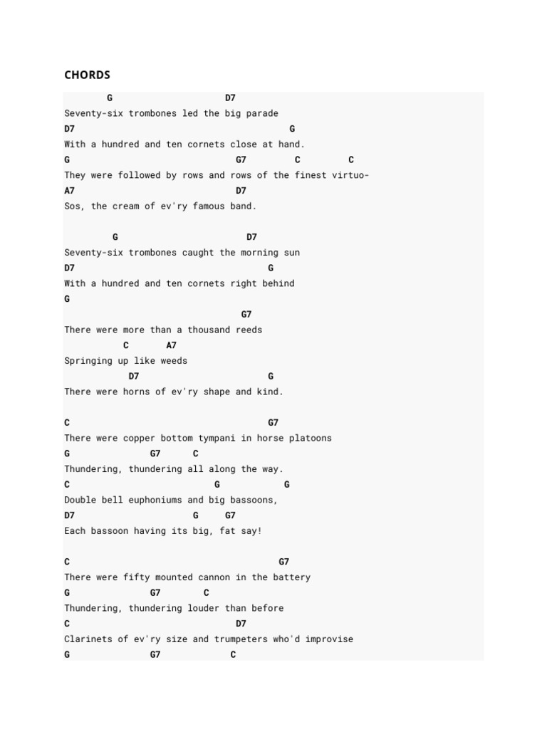 76 Trombones in G PDF | PDF