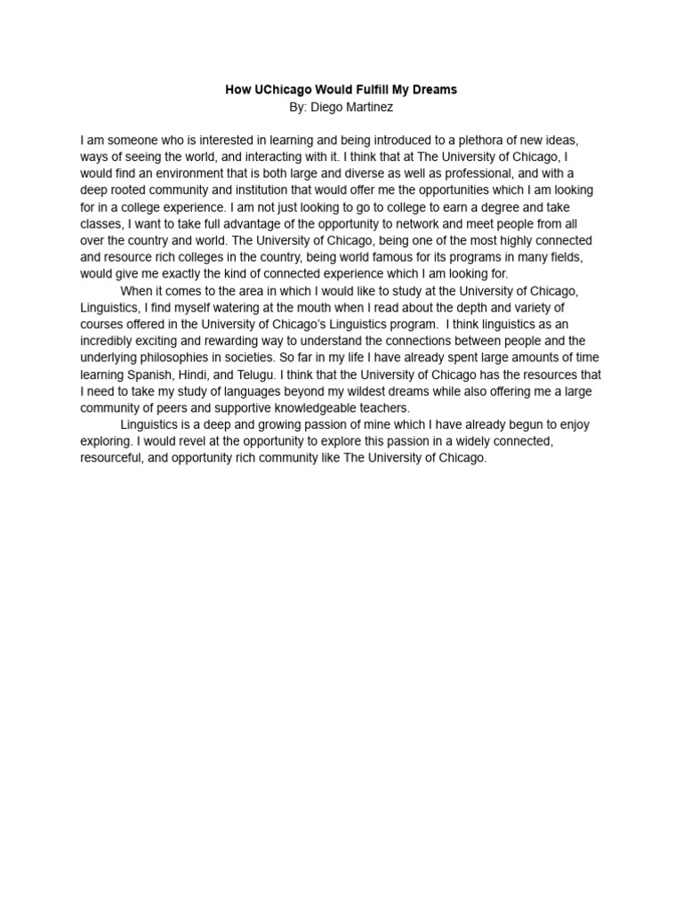 UChicago: My Path to Linguistics Dreams | PDF