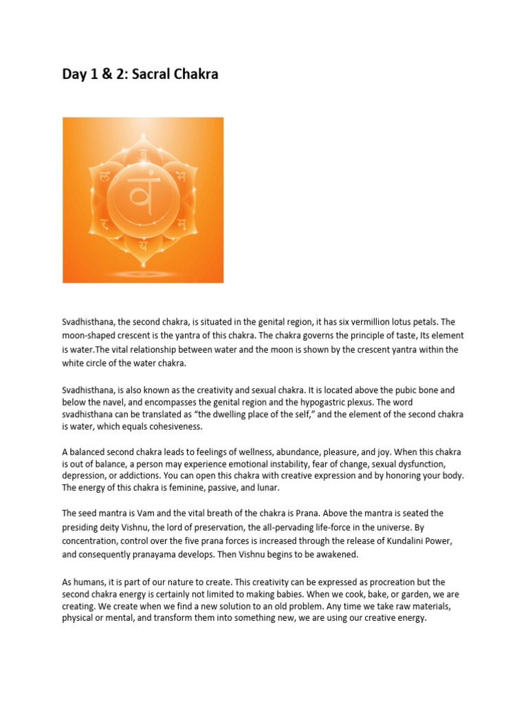 Sacral Chakra Introduction | PDF | Chakra | Tantra