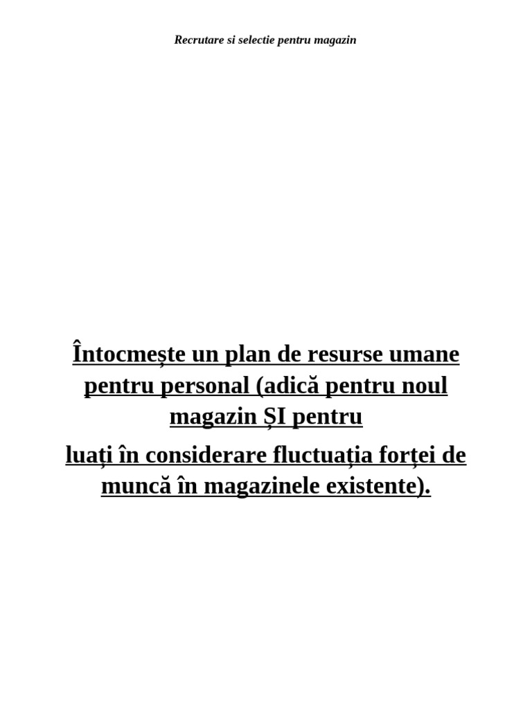 Planificarea Resurselor Umane pentru Café.docx | PDF