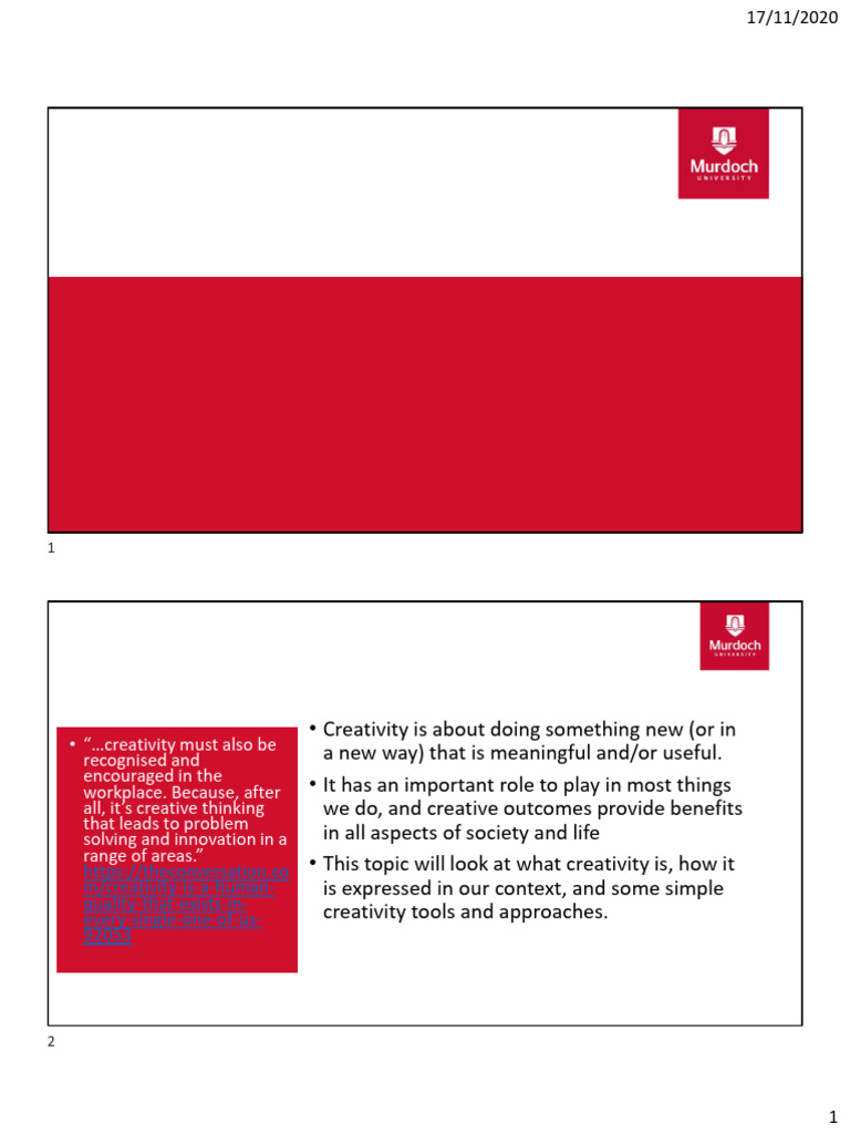 Ict100 Topic 11 Lecture Slides Pdf Creativity Brainstorming