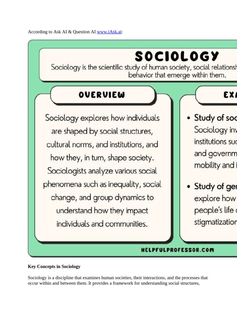 Key Concepts in Sociology Explained | PDF | Gender | Gender Studies