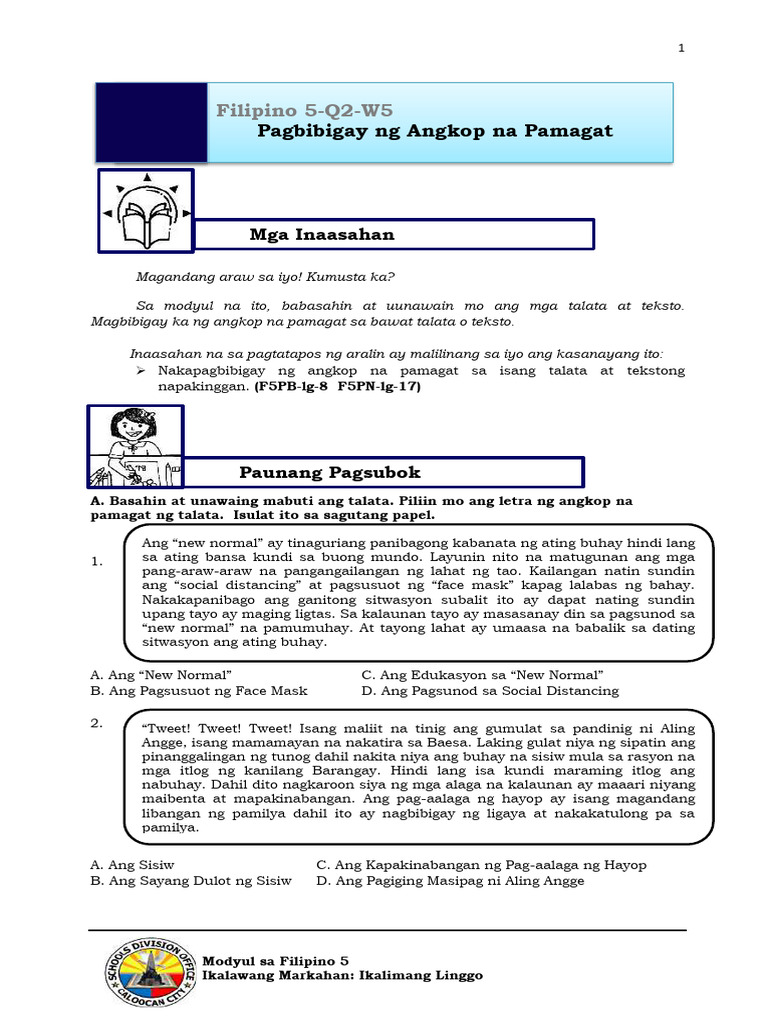 Filipino 5 Q2 Week 5 | PDF