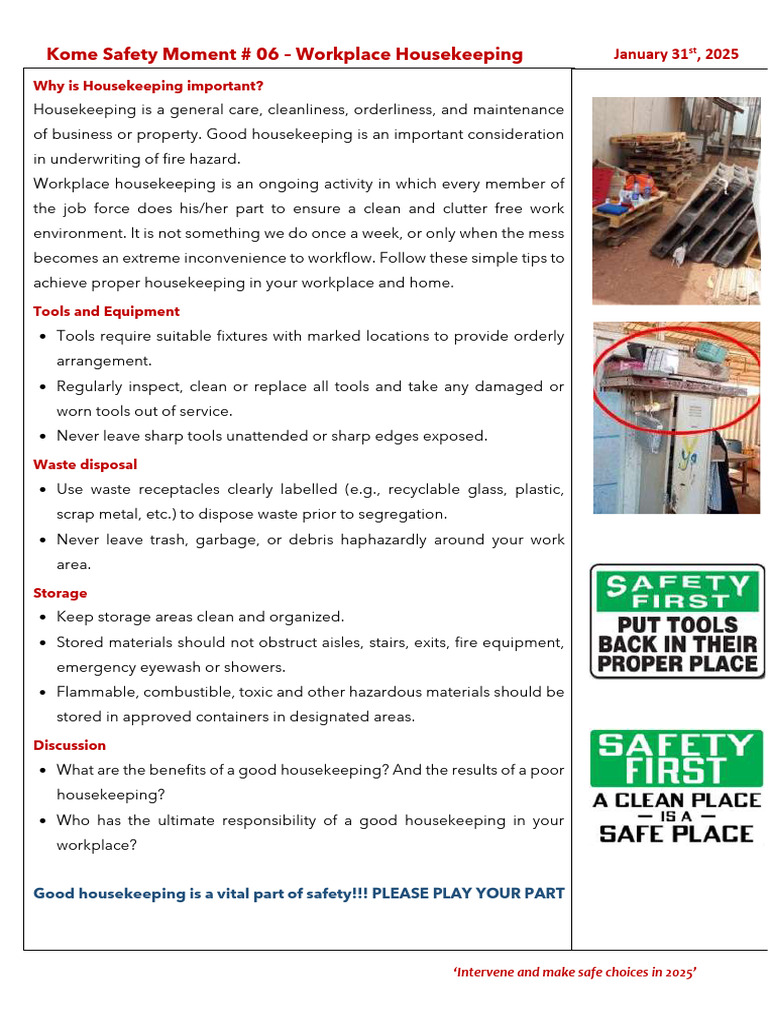 Workplace Housekeeping Essentials | PDF