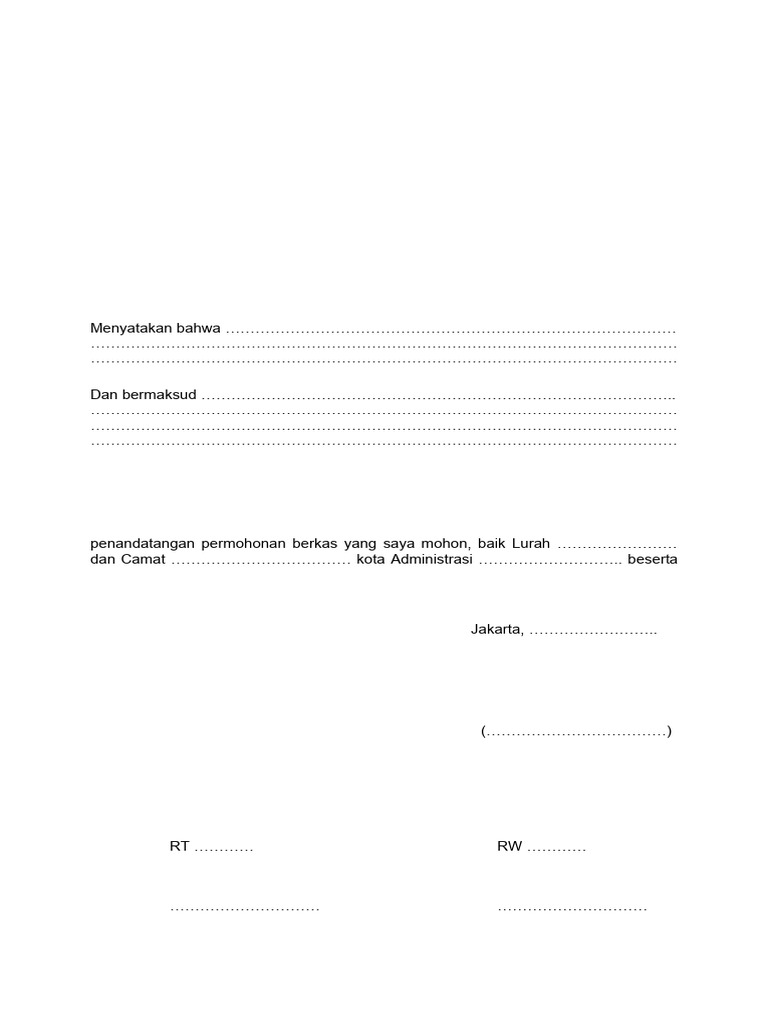 Surat Pernyataan Umum Kosong | PDF