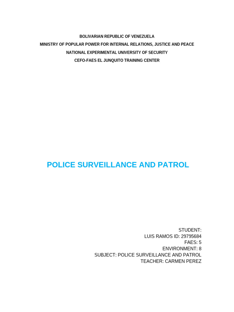 Surveillance and Police Patrol | PDF | Police | Handcuffs