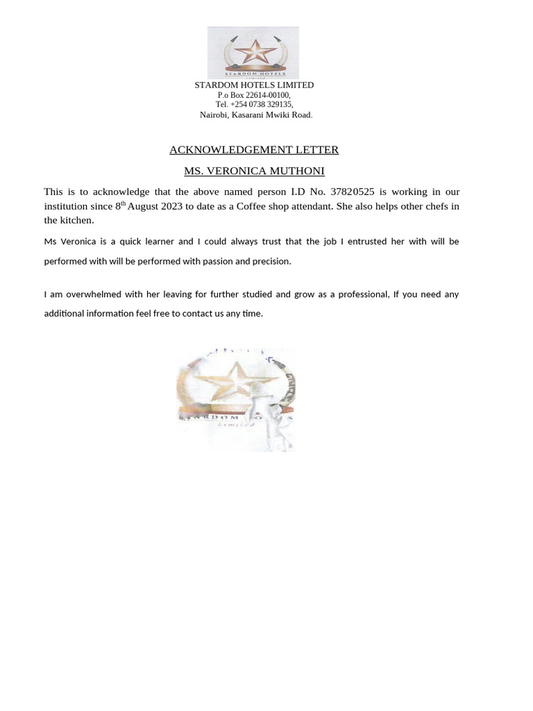 Employee Acknowledgment Letter | PDF