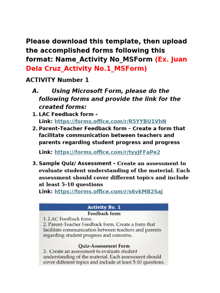 Microsoft Forms Activity Template Guide | PDF