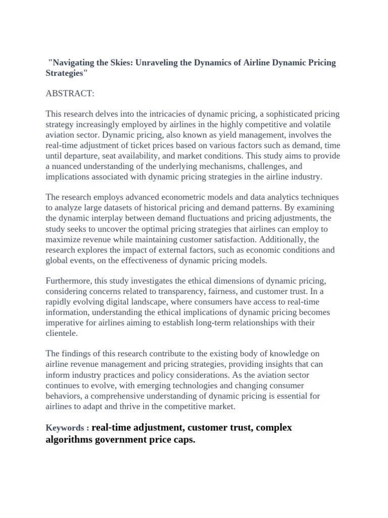 Dynamic Pricing in Airlines | PDF | Pricing | Low Cost Carrier