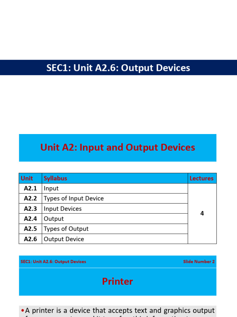 Overview of Output Devices and Printers | PDF | Printer (Computing) | 3 ...