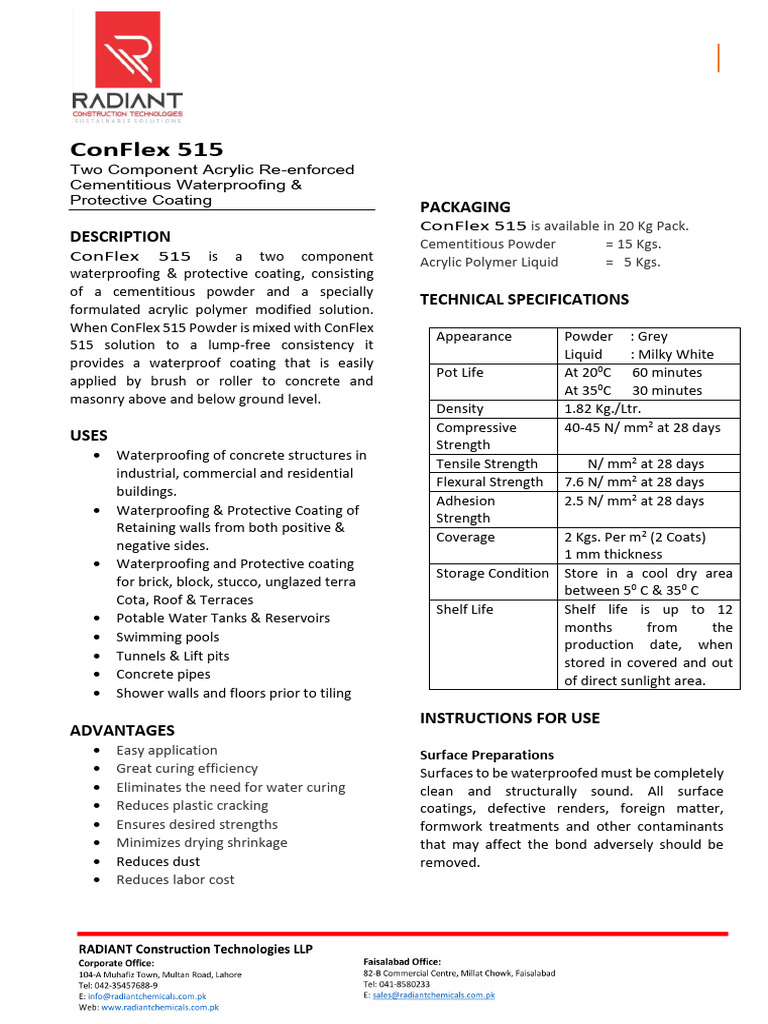 RCT-ConFlex-515 | PDF | Concrete | Coating