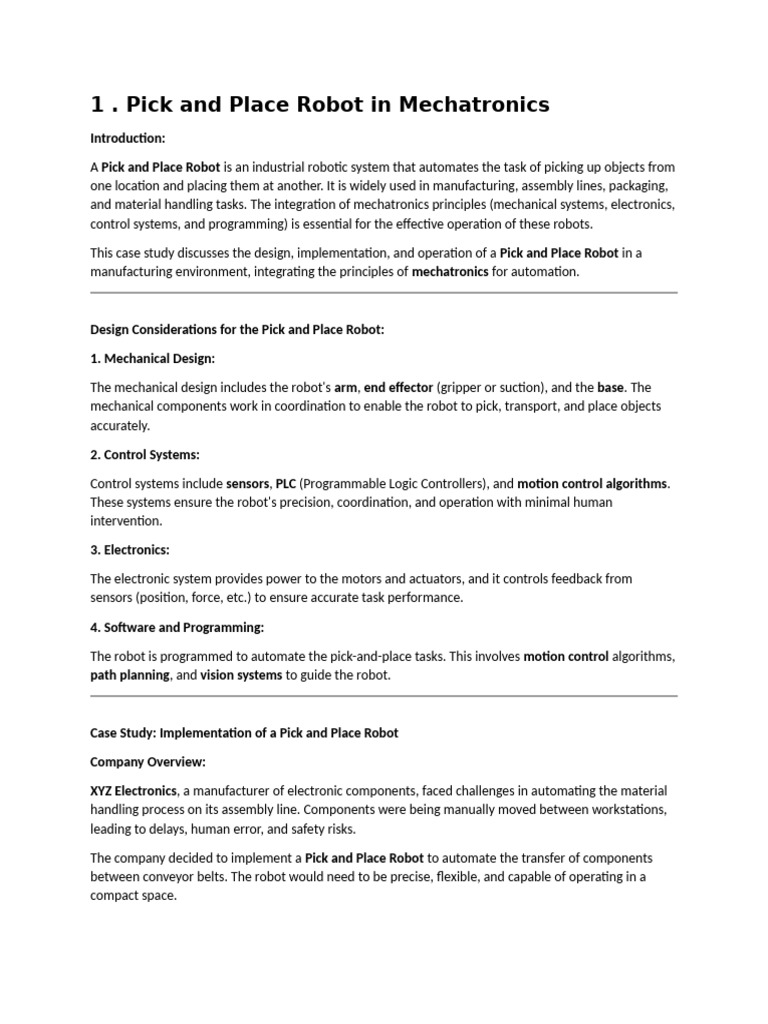 Unit 5 Mechatronics Case Study | PDF | Automation | Engines
