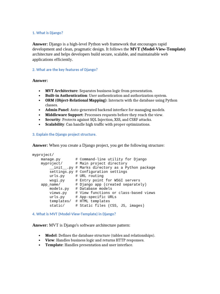 Django_Basics_Interview_QA (1) | PDF | Databases | Information Technology Management