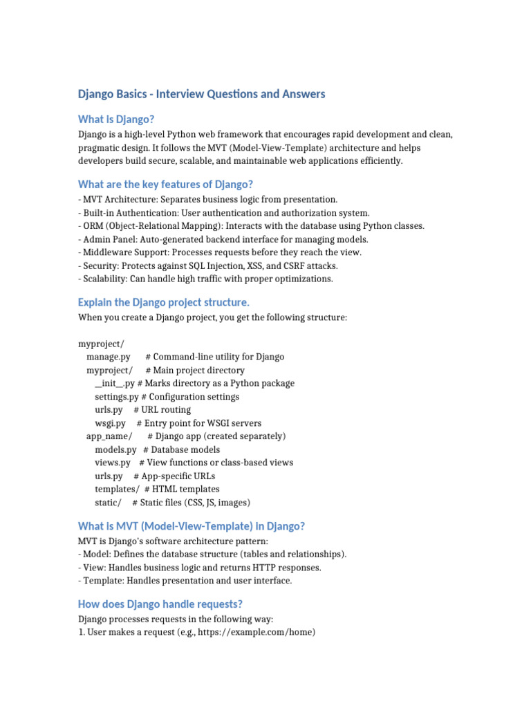 Django Basics Interview QA | PDF