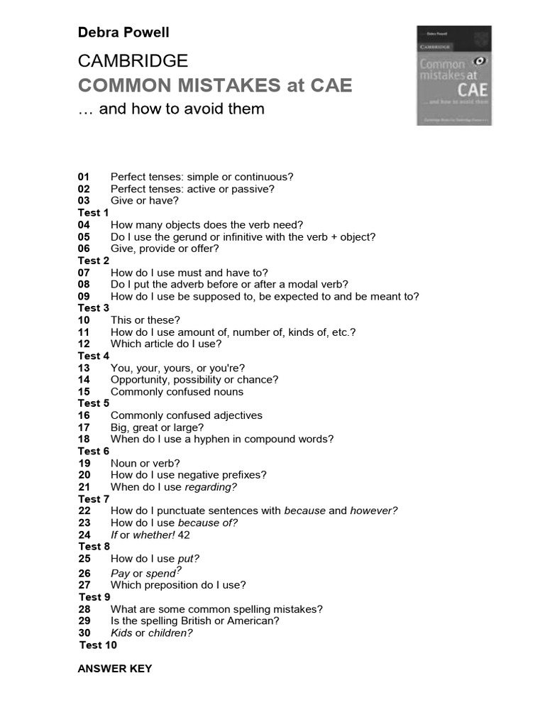 Common Mistakes CAE | PDF | Verb | Grammar