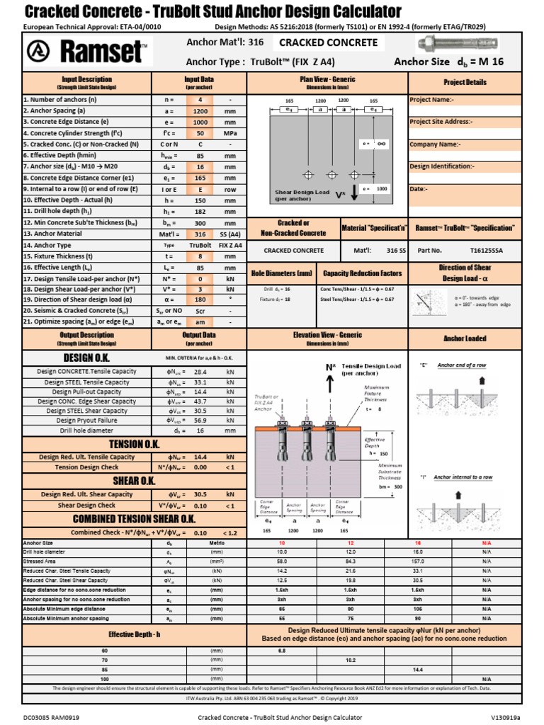 TruBolt Stud Anchor Calculator for Cracked Concrete | PDF | Civil ...