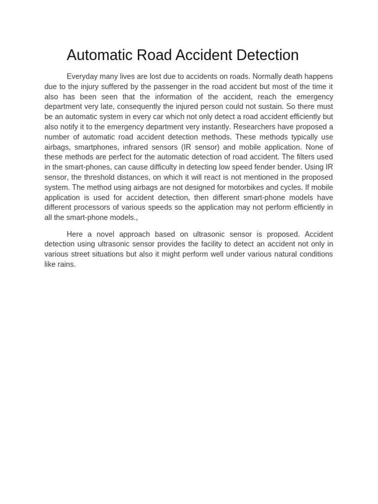 Automatic Road Accident Detection | PDF