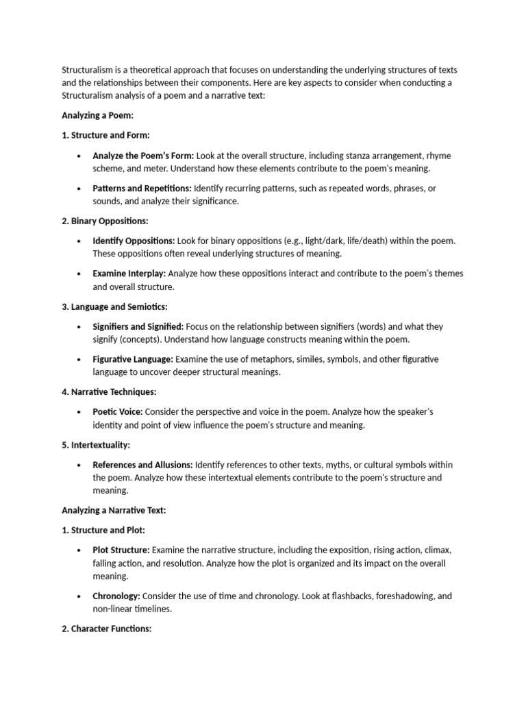 Structuralism Analysis | PDF | Poetry | Narrative
