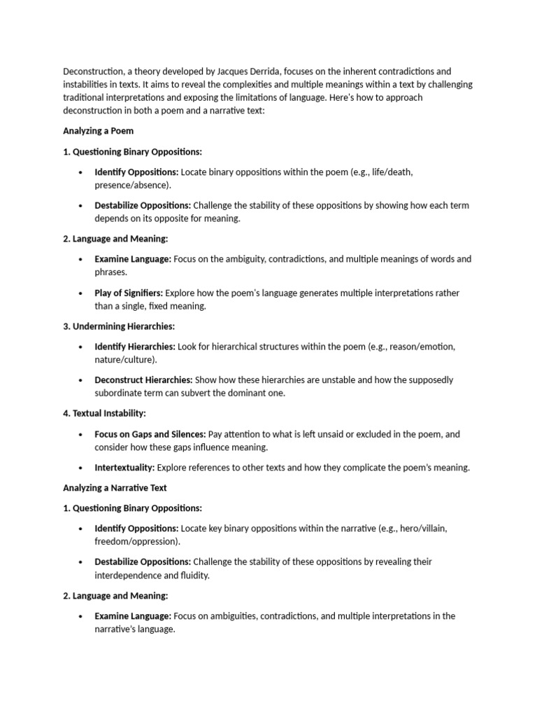 Deconstruction Techniques for Text Analysis | PDF | Deconstruction