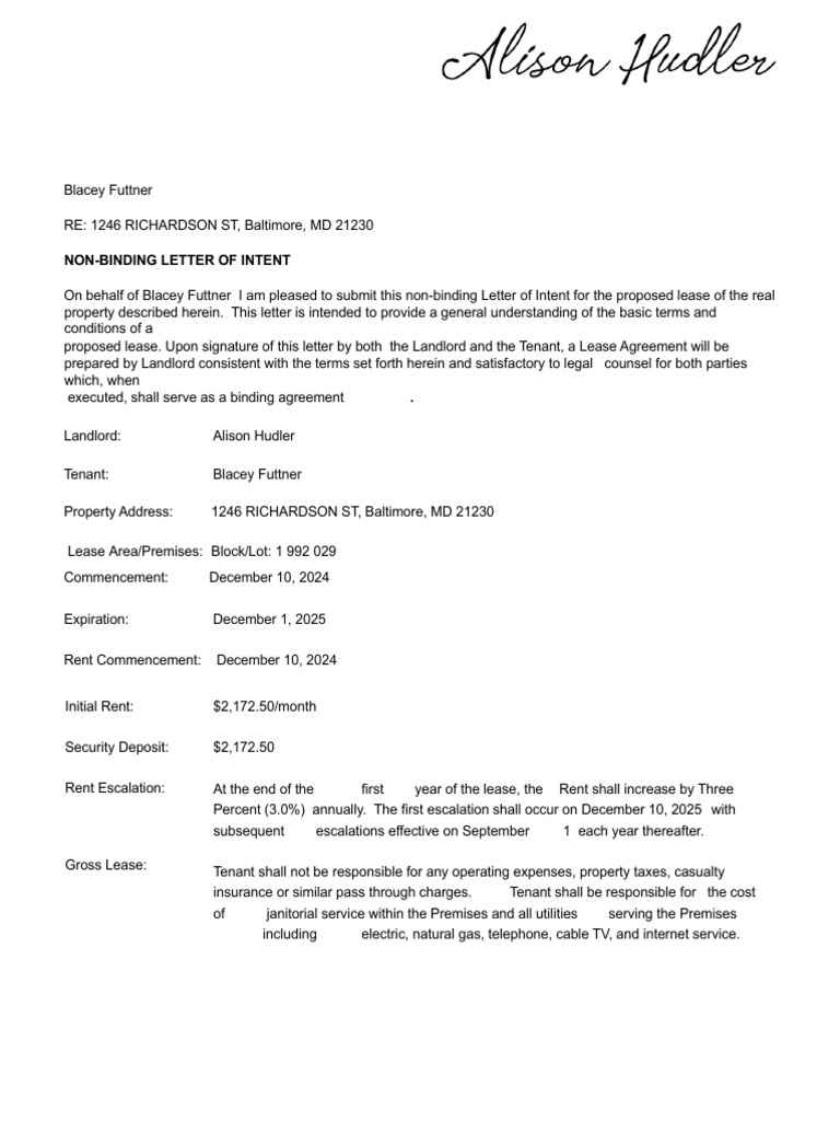 Commercial Lease Intent | PDF | Lease | Leasehold Estate