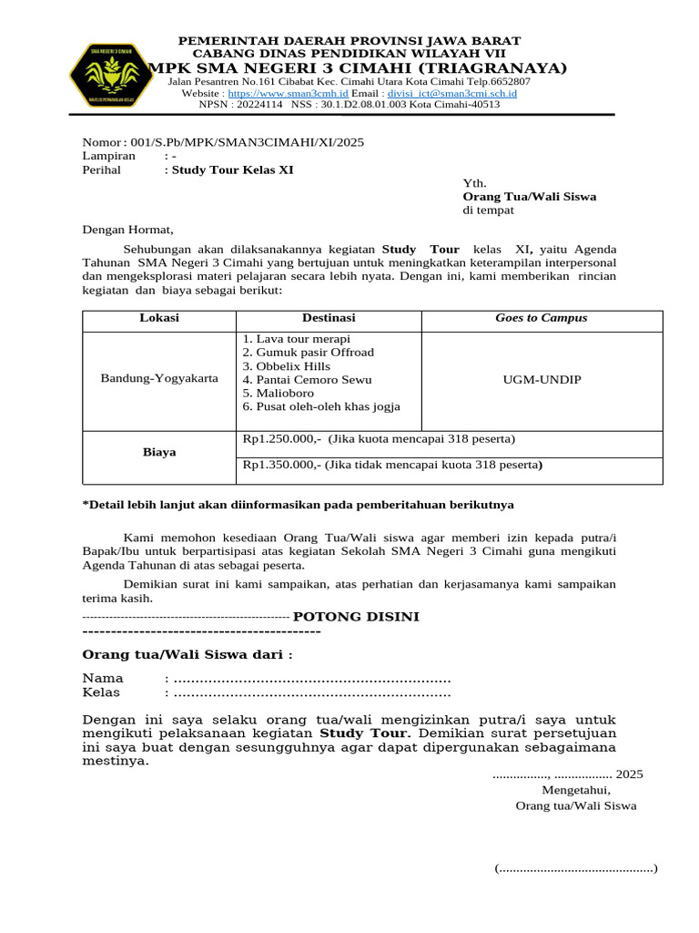 Angket Study Tour XI | PDF