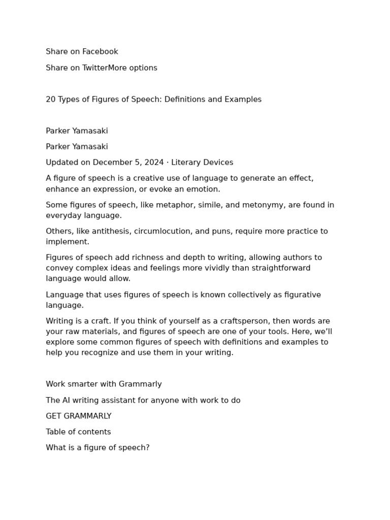 FIGURES OF SPEECH Grade 10 Eng HL | PDF | Noun | English Language