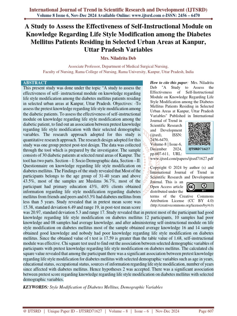 International Journal Of Trend In Scientific Research And Development Ijtsrd Pdf Diabetes