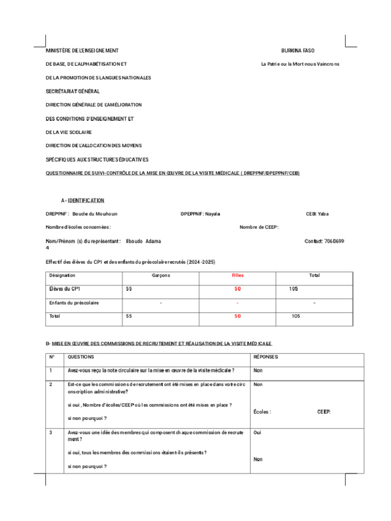 Questionnaire Suivi Contrôle Bô_Phoenix | PDF