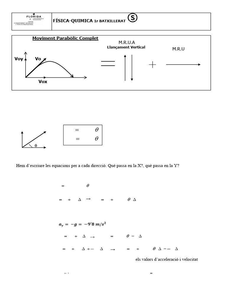 F09 Moviment en 2D. Parabòlic Complet (1) | PDF