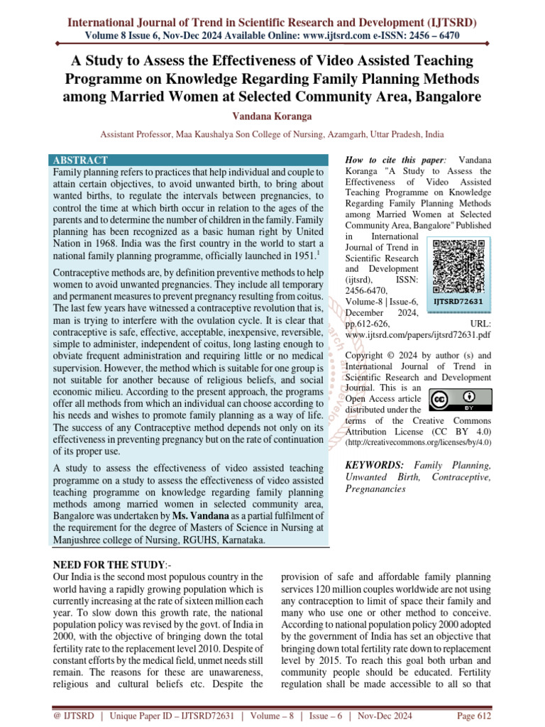 A Study To Assess The Effectiveness of Video Assisted Teaching ...