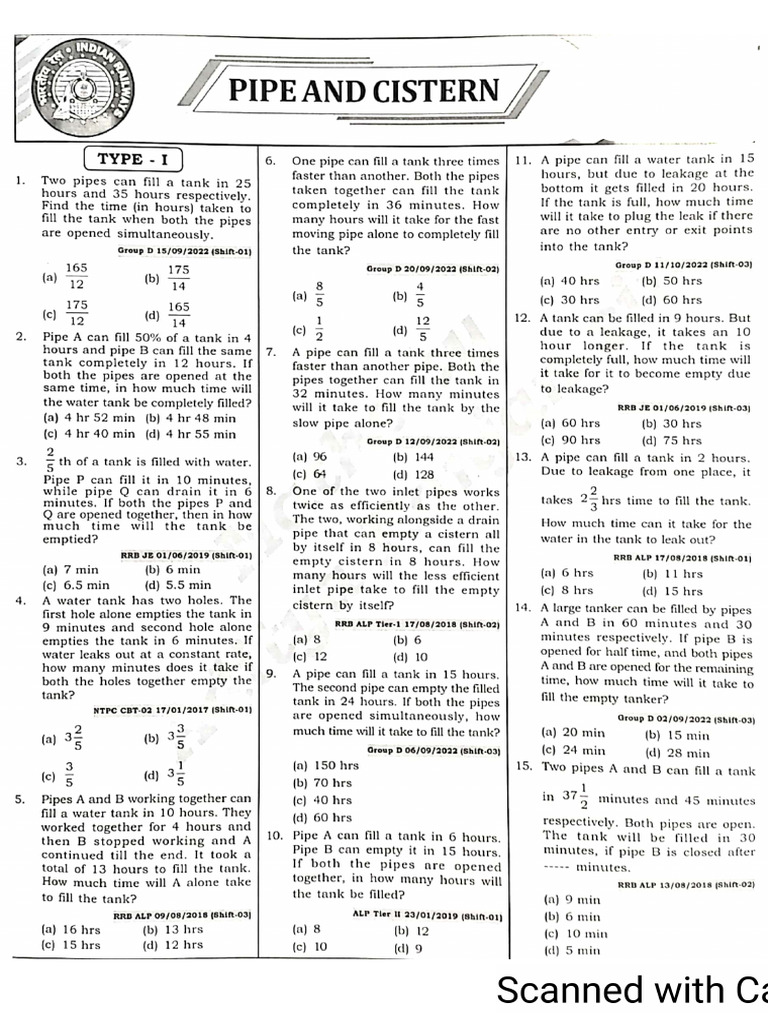 Pipes and Cisterns | PDF