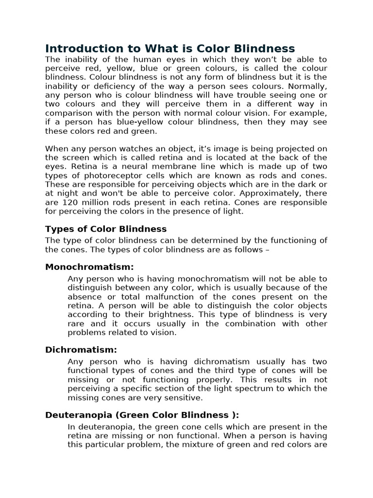 Introduction to What is Color Blindness | PDF | Color | Retina