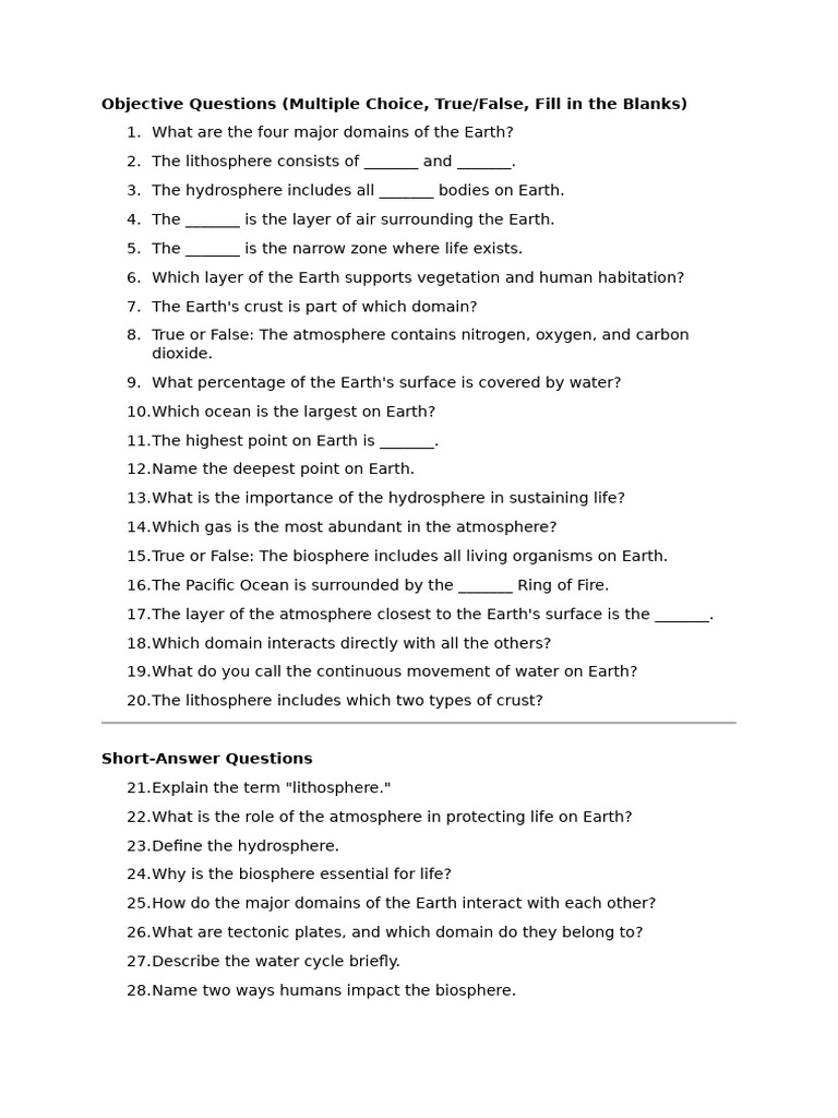 Earth Science Quiz Questions | PDF | Earth | Earth Sciences