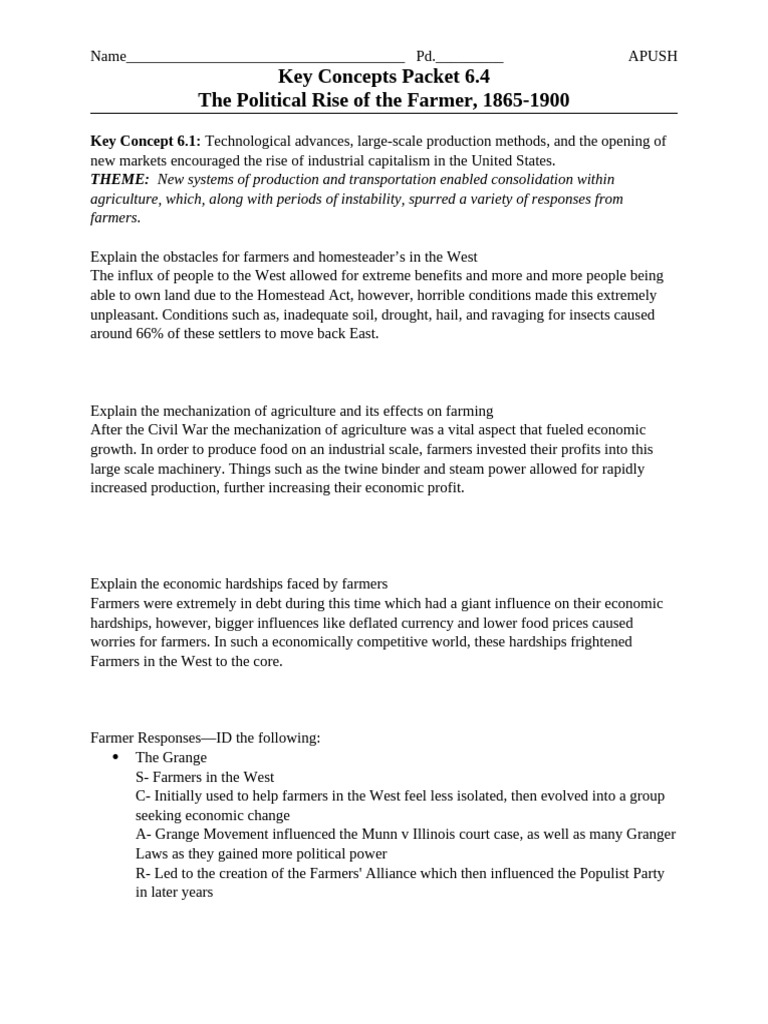 Rise of Farmers, 1865-1900: Challenges & Responses | PDF | People's ...