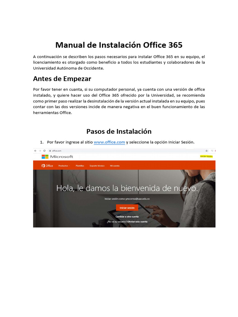 Office365 | PDF | Microsoft Office | Ventana (informática)